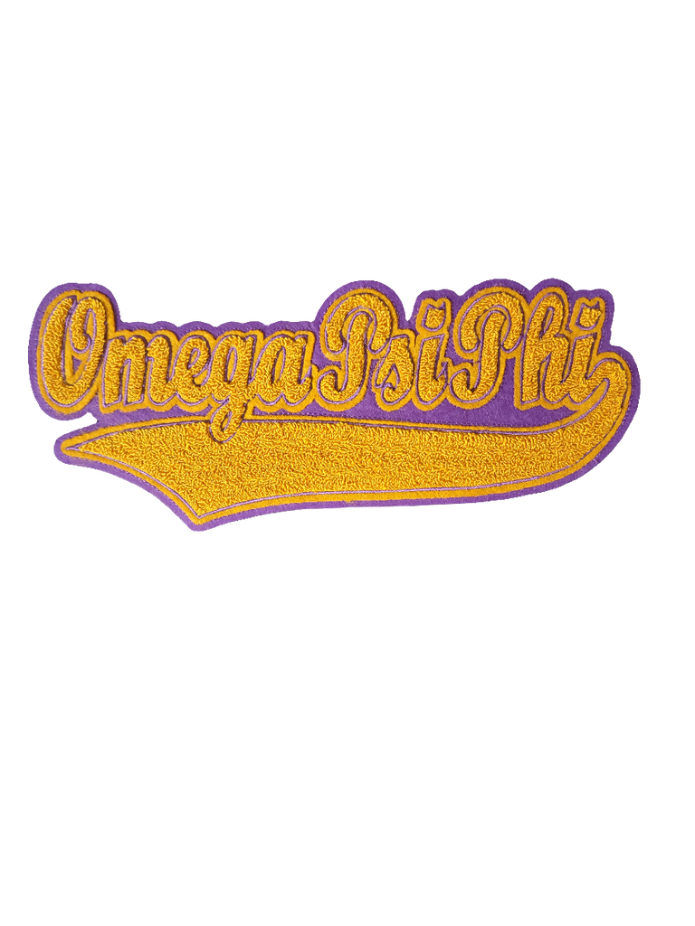 Omega Psi Phi Chenille Script Patch with Tail – Que Essentials