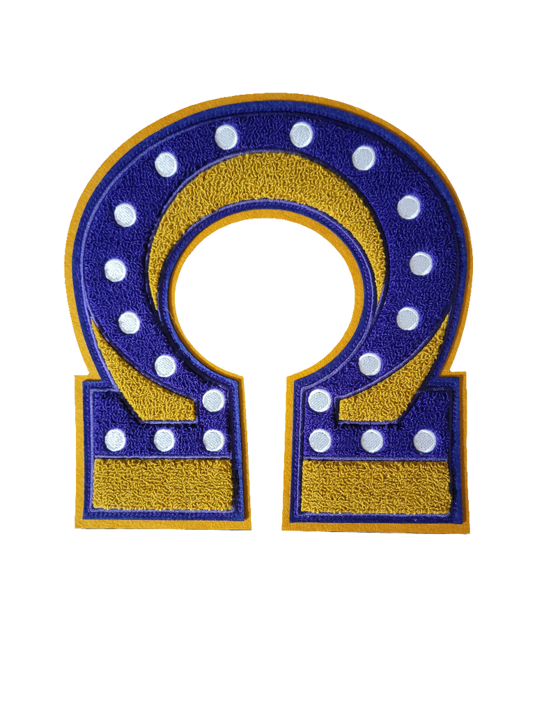Omega Psi Phi - Chenille and Felt Shield Patch with White Felt Trim – Que Essentials