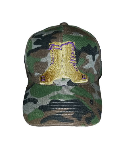 Omega Psi Phi Gold Boots Camouflage Hat – Que Essentials